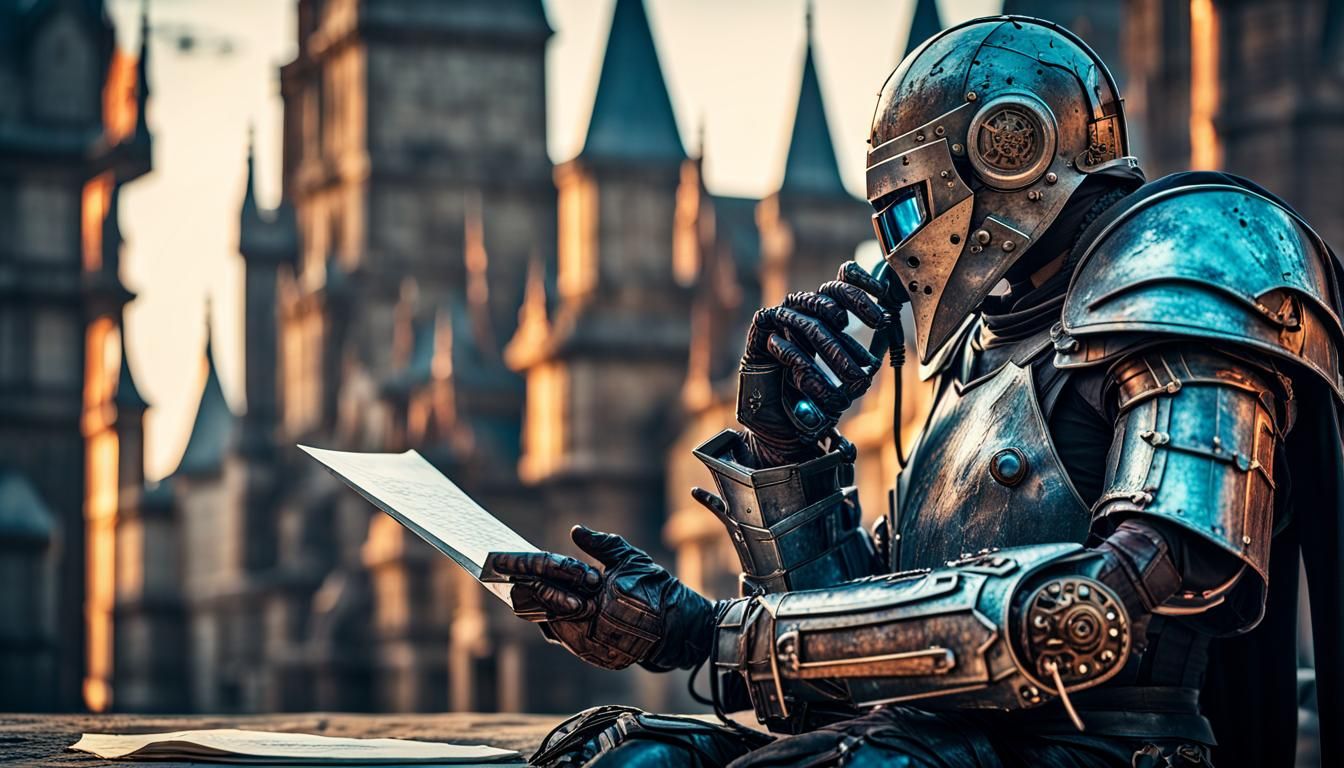 Knight Calling His Insurance - AI Generated Artwork - NightCafe Creator