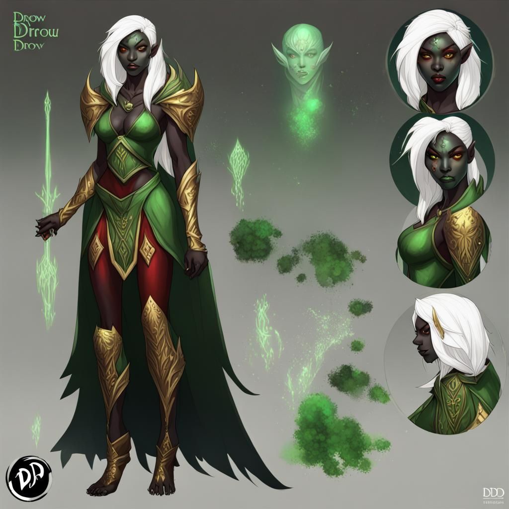 drow good girl light skin drow anime druid light dnd character sheet ...