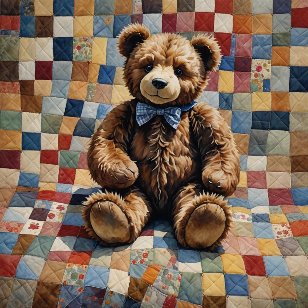 TEDDY ON PATCHWORK - AI Generated Artwork - NightCafe Creator
