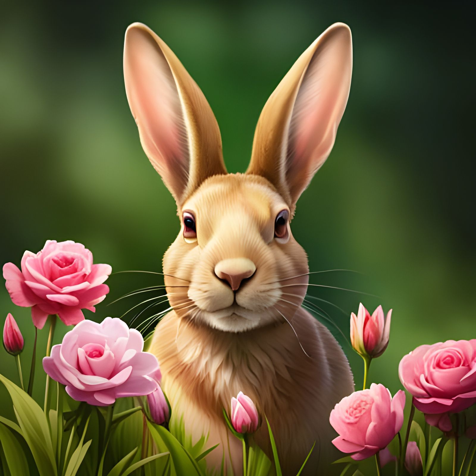 Easter Rabbit among the Flowers - AI Generated Artwork - NightCafe Creator