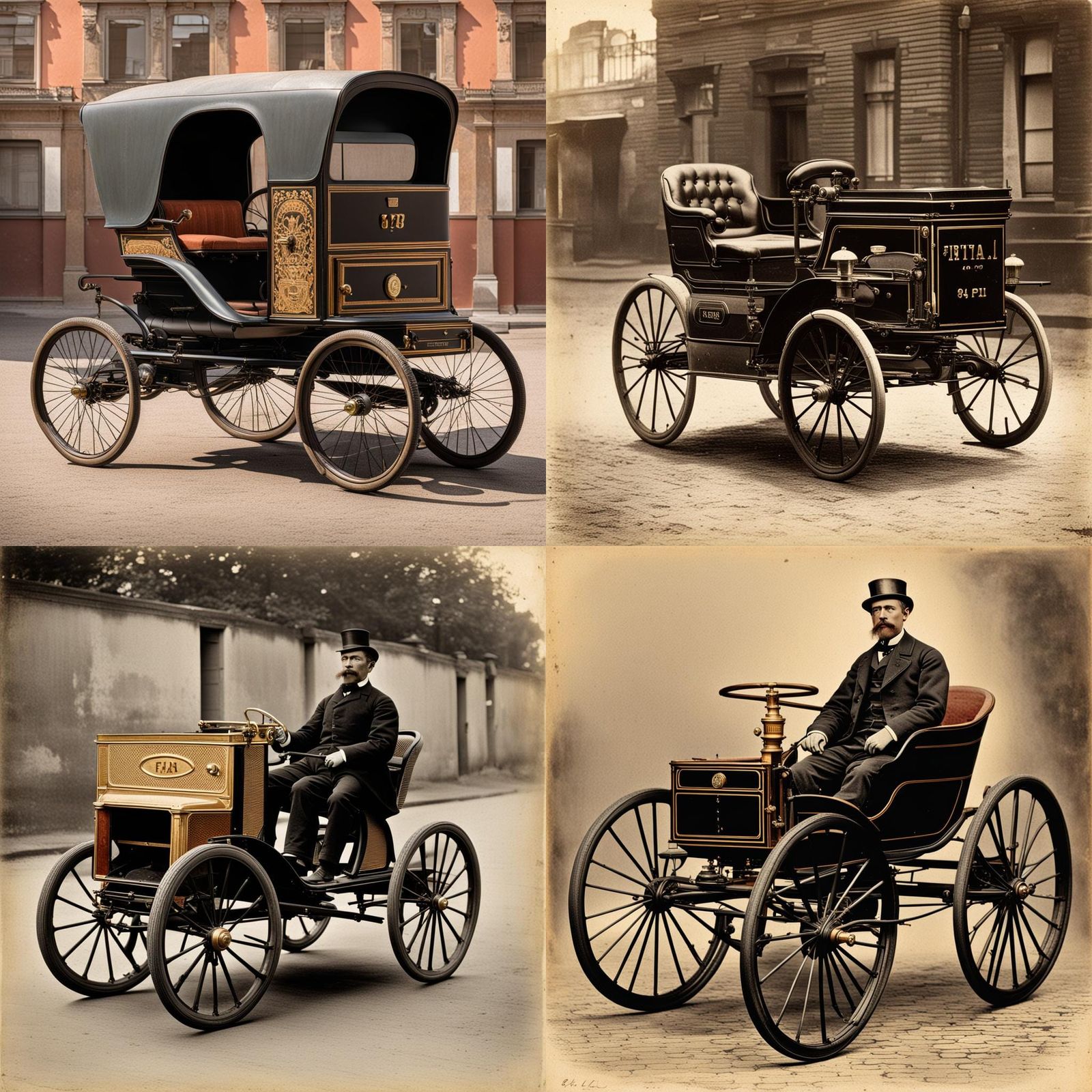 1889 Fiat 4 HP automobile - AI Generated Artwork - NightCafe Creator