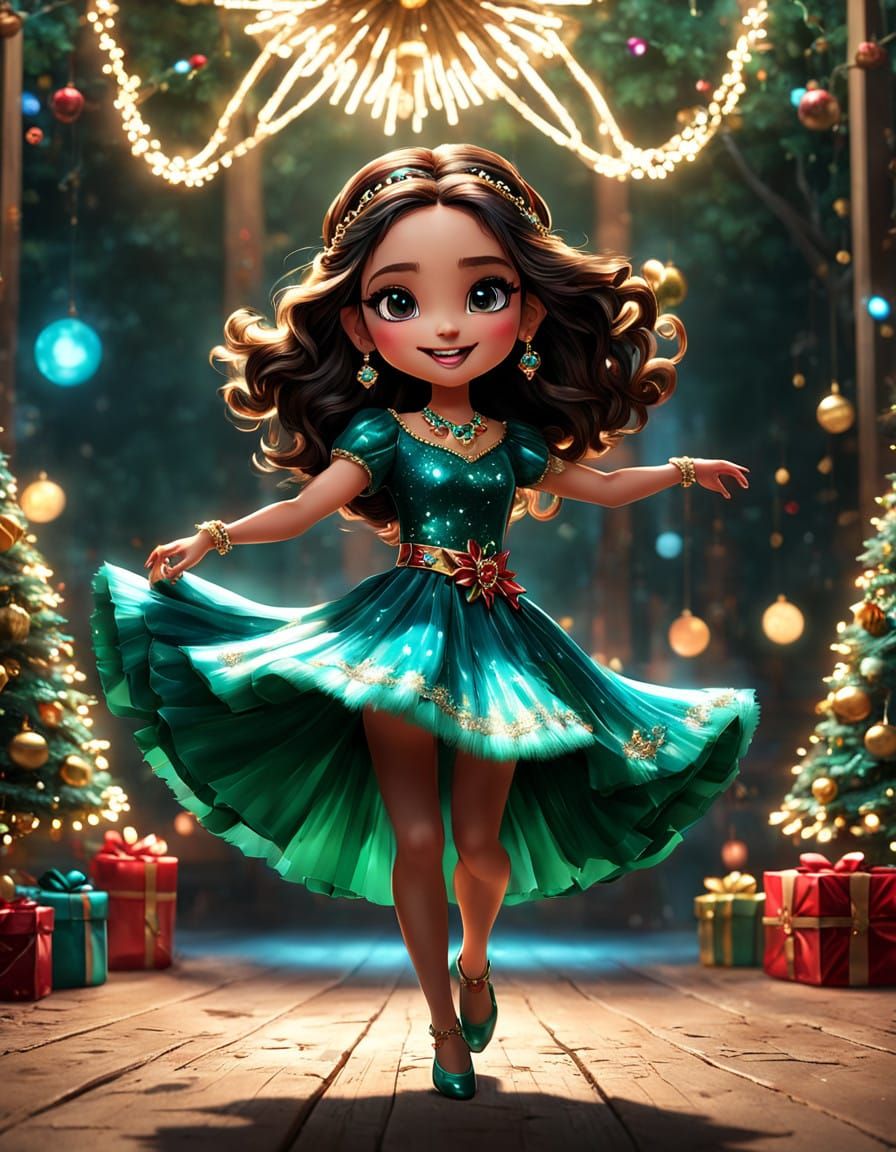 Chibi Latina Christmas Joy - AI Art