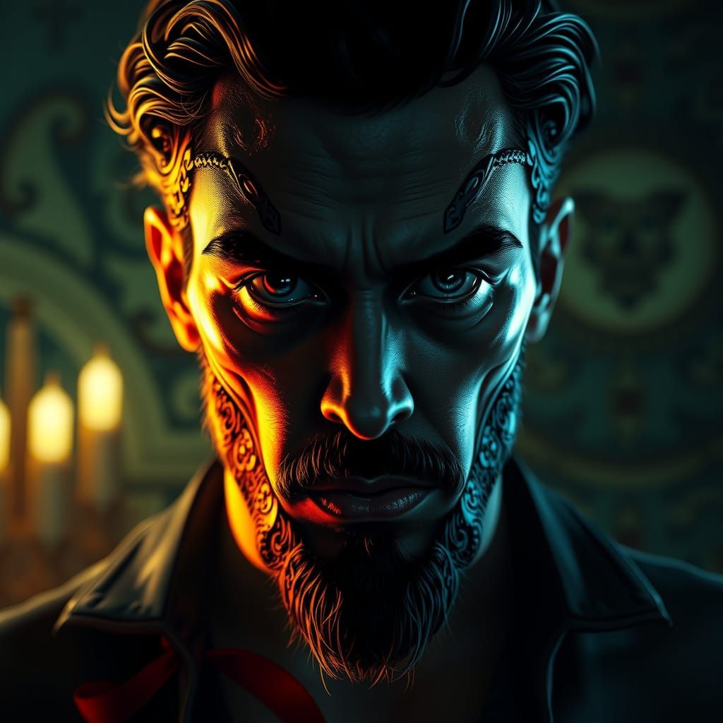 dark unsettling painting of a man 8k resolution concept art portrait by ...