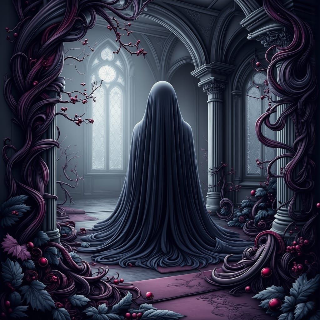 A Close up Illustration of an Isolated Gothic, Scenery, Full Body ...