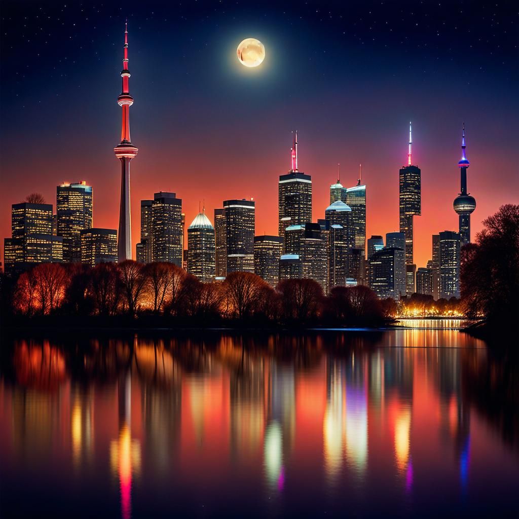 Toronto at night - AI Generated Artwork - NightCafe Creator