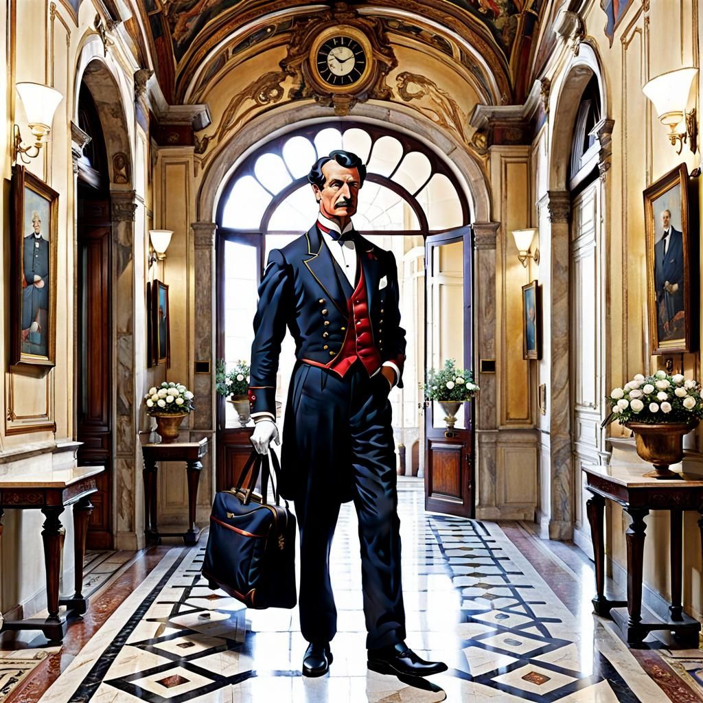 Italian butler, palazzo entry hall. - AI Generated Artwork - NightCafe ...
