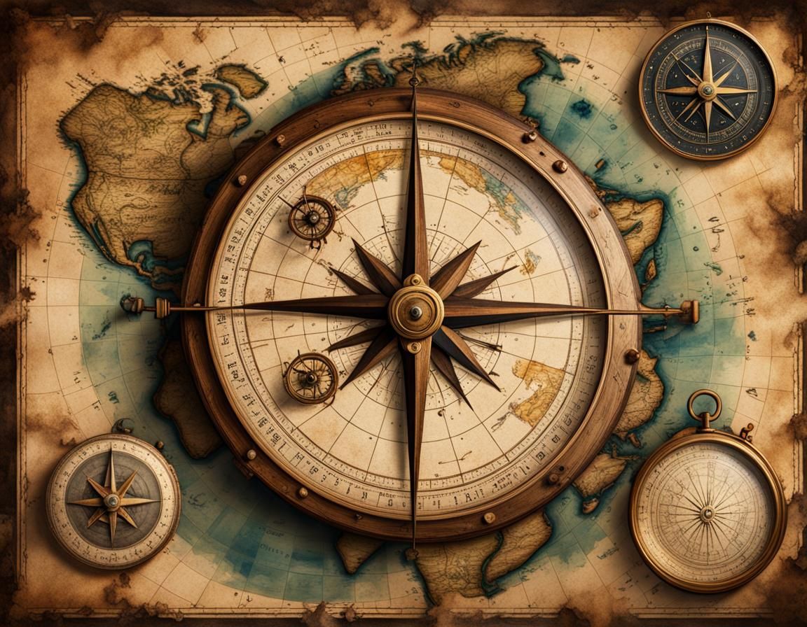 Map and Compass 2 - AI Generated Artwork - NightCafe Creator