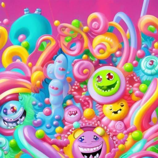 Cartoony Candy Cosmic Goop - AI Generated Artwork - NightCafe Creator