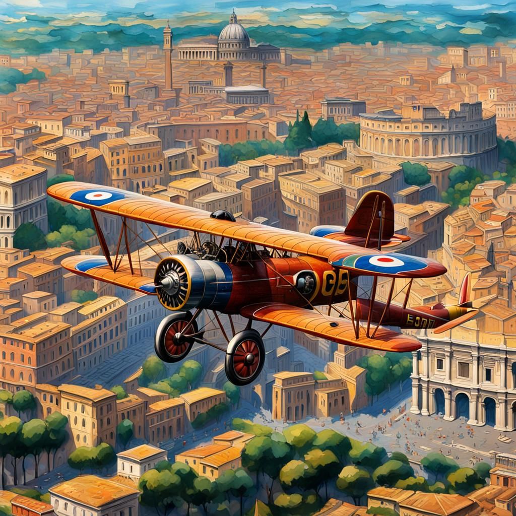 A stunningly detailed and ultra-realistic photo of an antique bi-plane ...