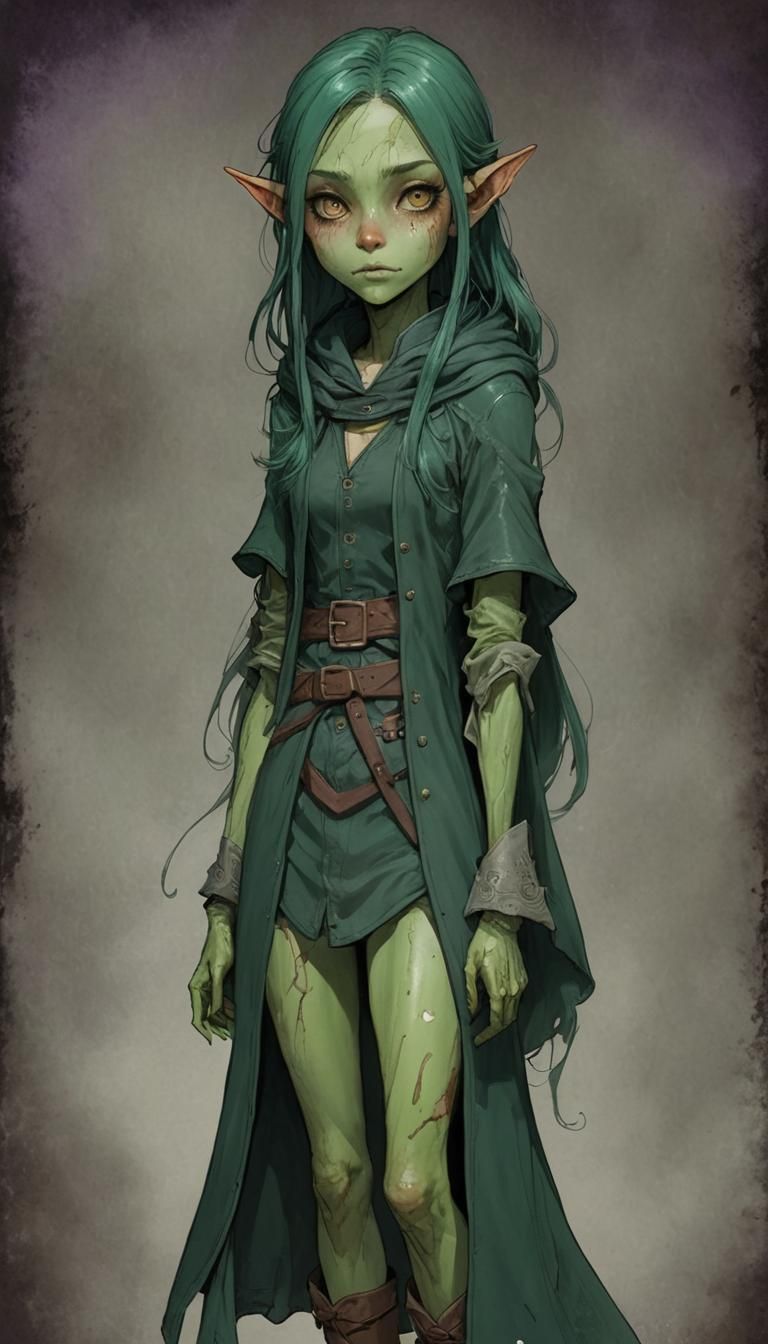 Whimsical Verdant Girl in Dark Fantasy Style - AI Art