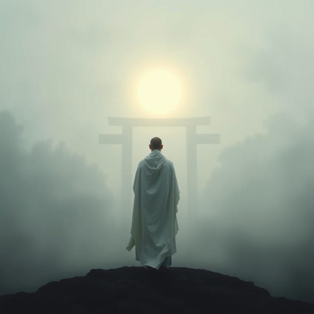 Ethereal Figure Dissolves at the Gateless Gate - AI Art