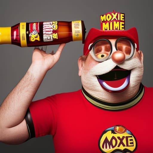 A group of middle-aged men dressed as the Moxie Man mascot from Moxie ...