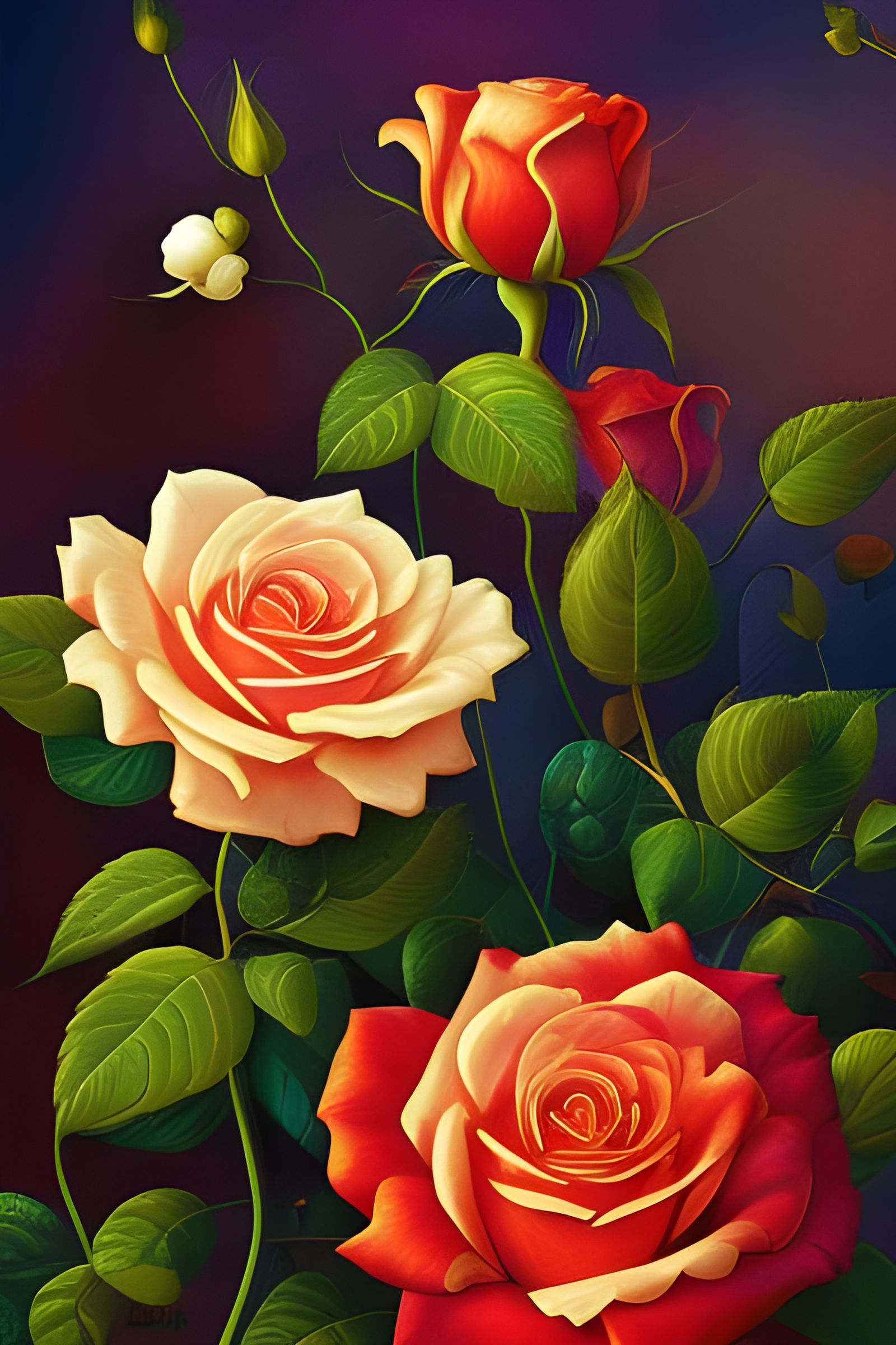 Beautiful Roses - Serene Iridescent Roses in Hyperrealism