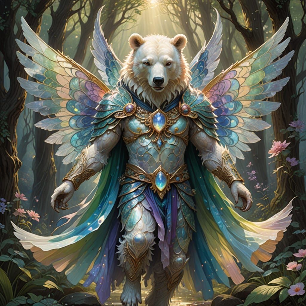 all vibrant swishy Bowenite-opal sparkle wings on an albino ...