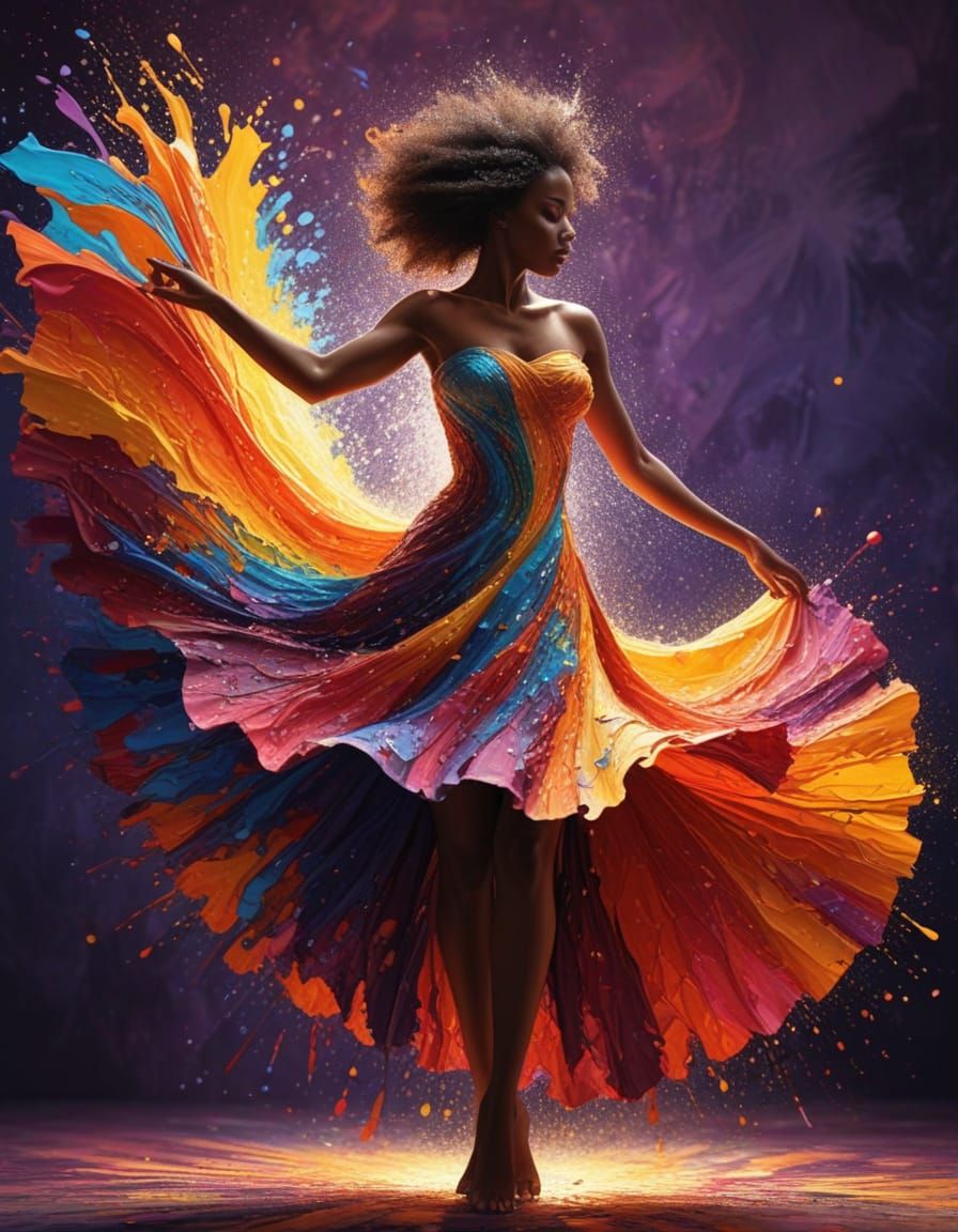 A splash of colour - Vibrant Oil Paint Dance in Abstract Spl...