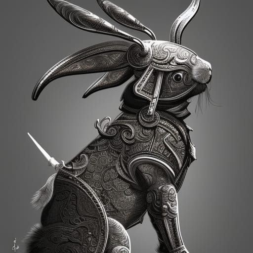 samurai rabbit!!! metallic sheen of Japan armor, spirit of mischief ...