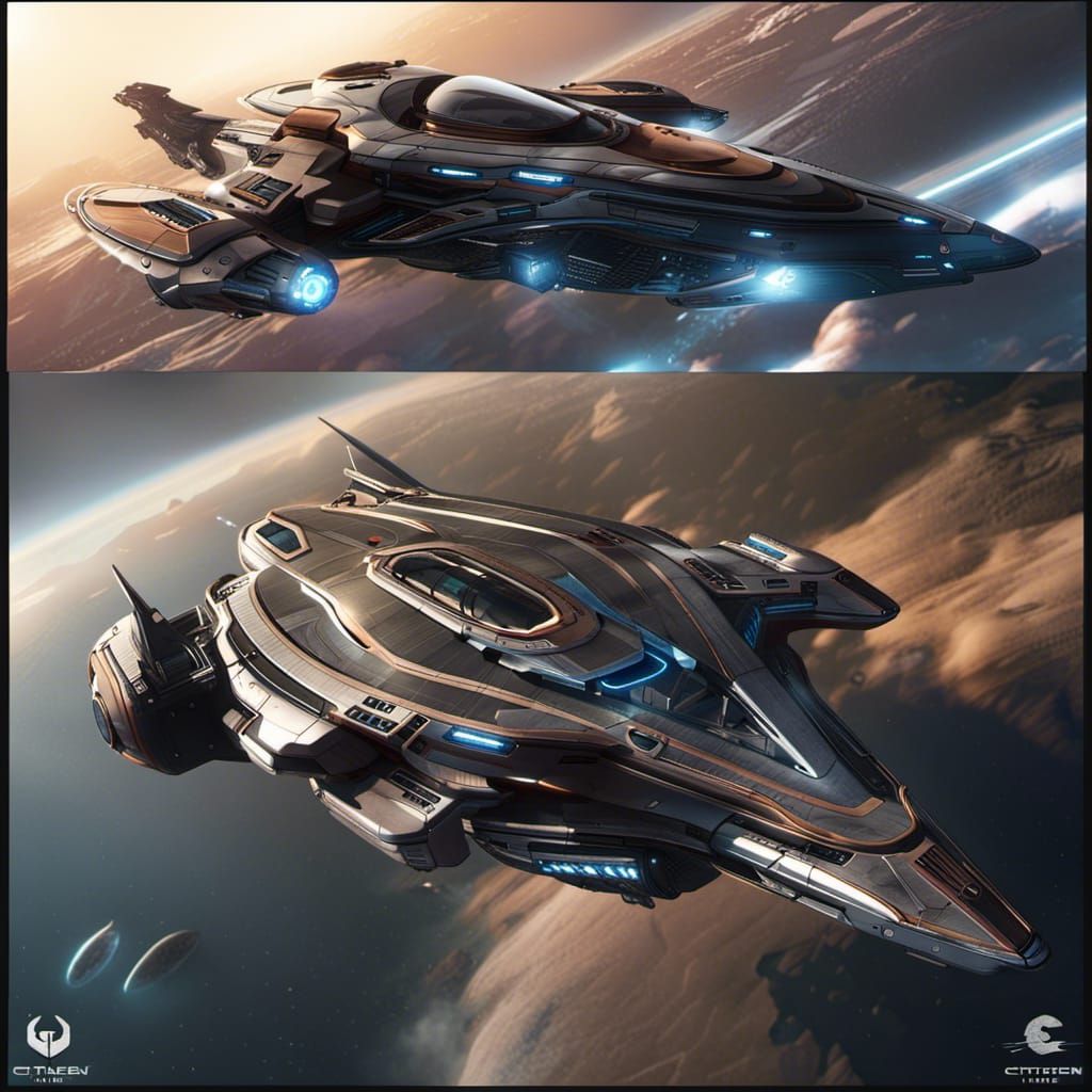 A sleek space ship designed to be fast, comfortable and luxurious ...
