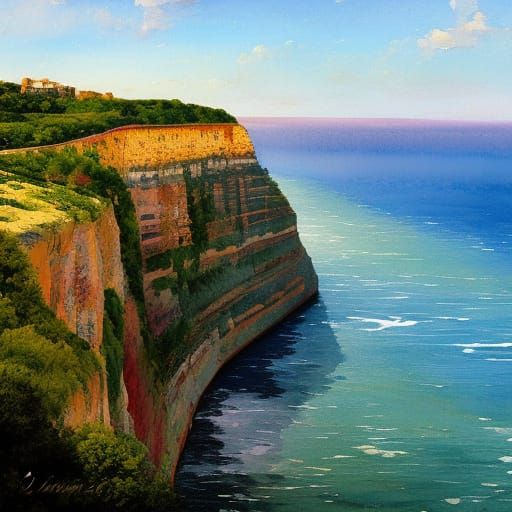 beautiful Dover cliff, landscape, Doig, Canaletto - AI Generated ...