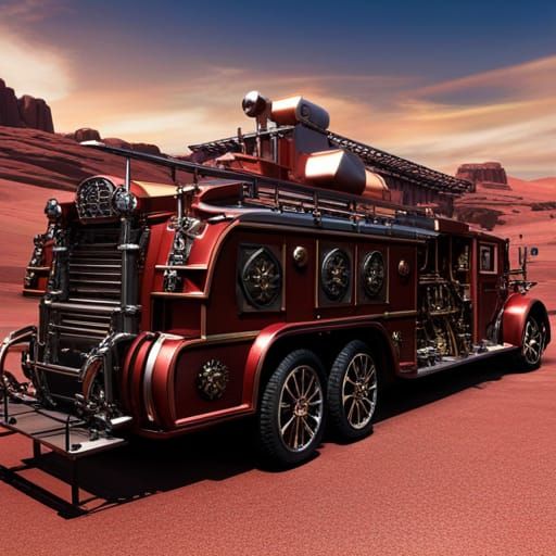 Steampunk Fire Engine - AI Generated Artwork - NightCafe Creator