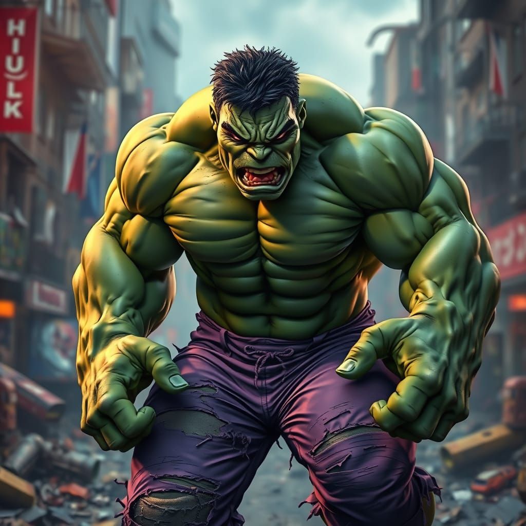Gritty Hulk Unleashes Fury in Dynamic Comic Book-I... - AI Art