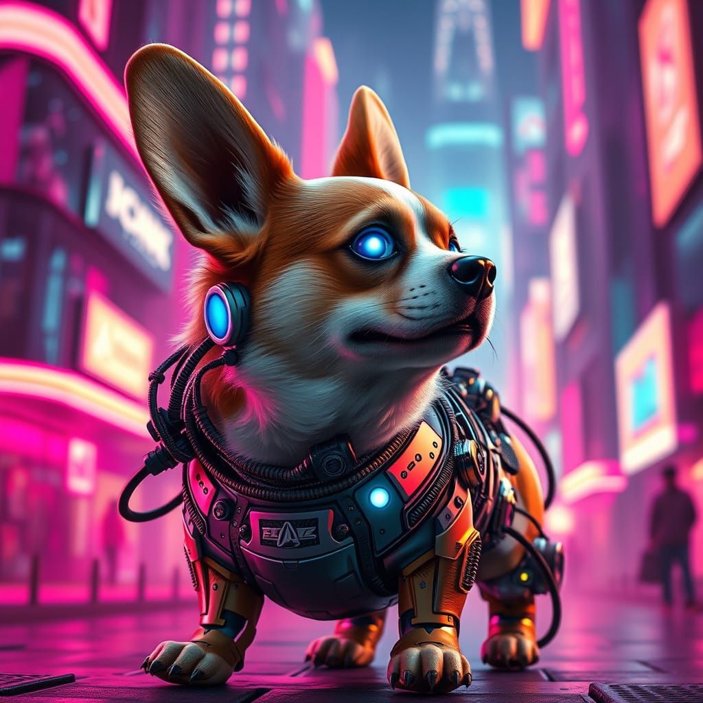Cybernetic Corgi Defies the Borg in Futuristic Met... - AI Art