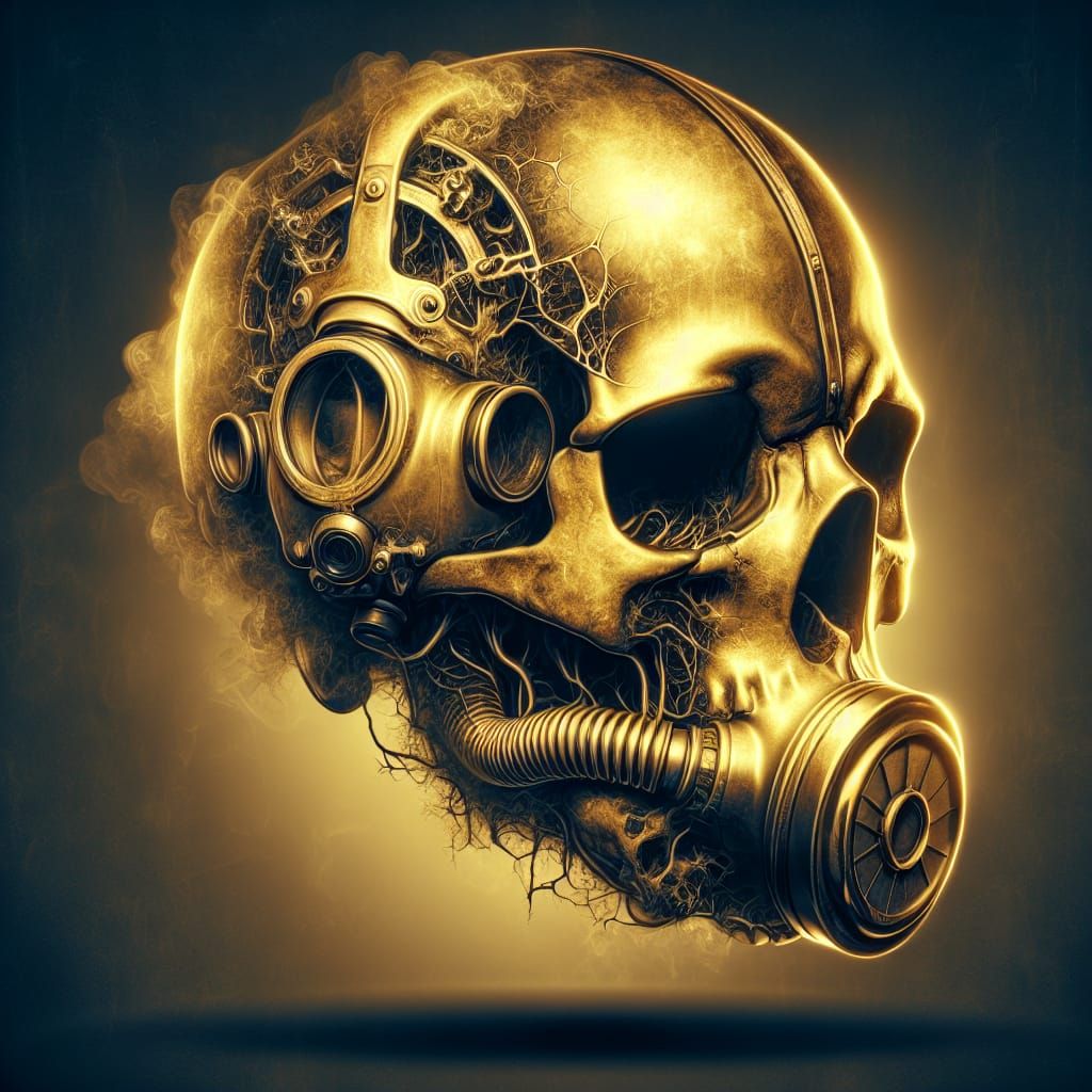 NO NAME - Golden Gas Mask Skull in Tarnished Terror