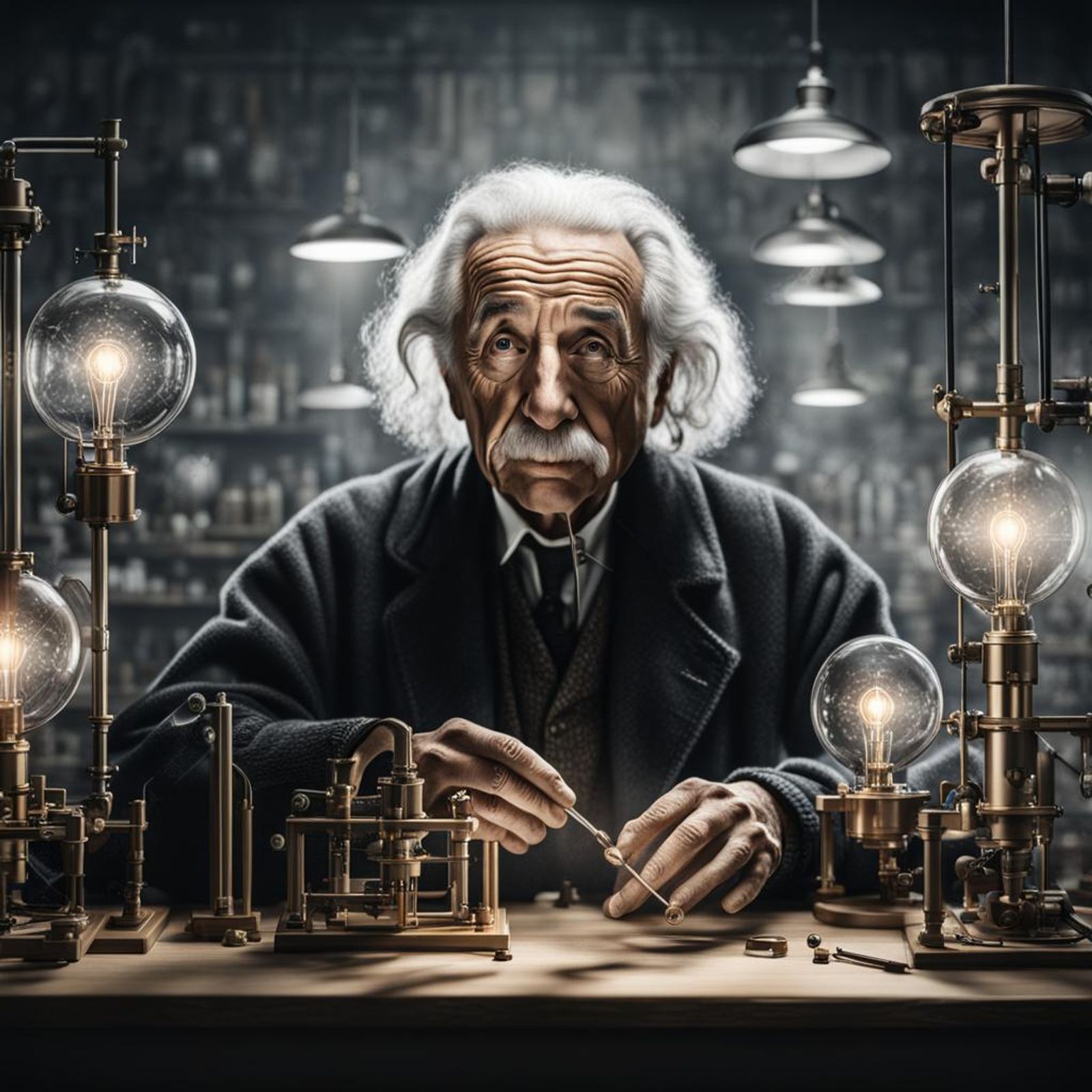 Albert Einstein doing his math - AI Generated Artwork - NightCafe Creator