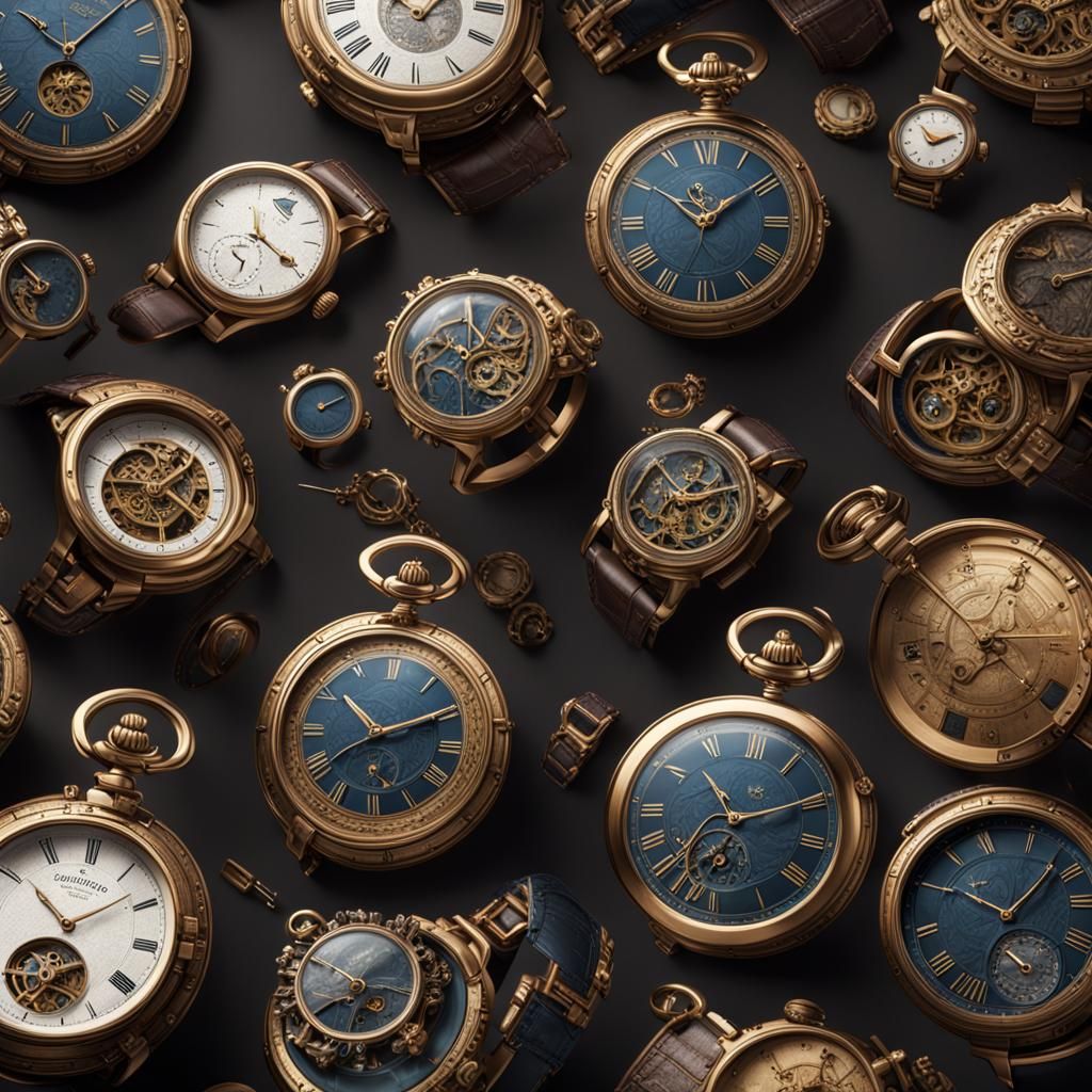 display of timepieces - AI Generated Artwork - NightCafe Creator