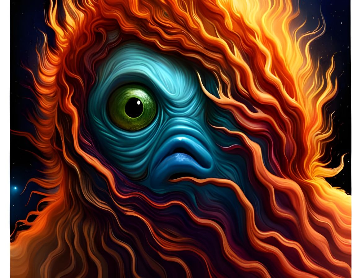 A Goopy Blob Monster with Big Veiny Eyes, space art, expansive ...