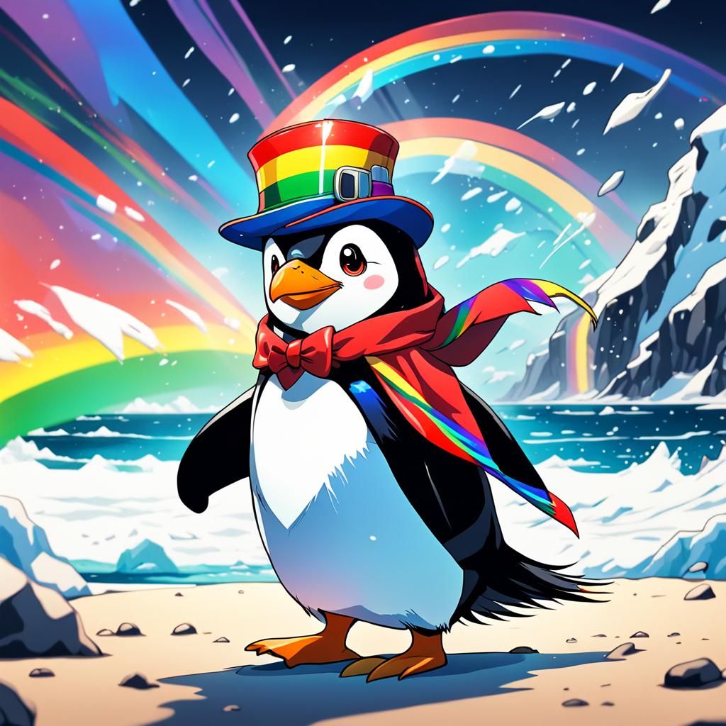 Rainbow Penguin - AI Generated Artwork - NightCafe Creator