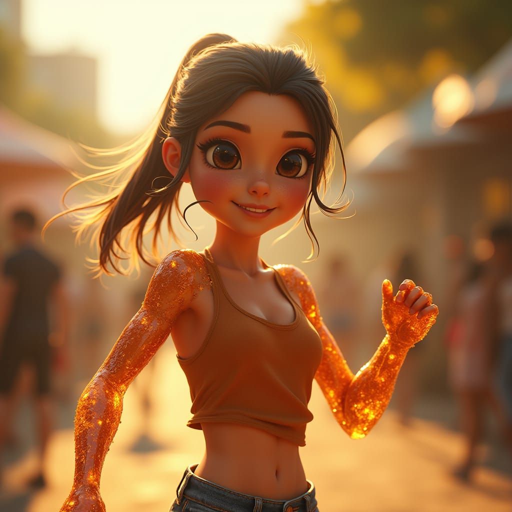 Relaxed Mutant Superhero Girl Soaks Up Sunlit Mome... - AI Art