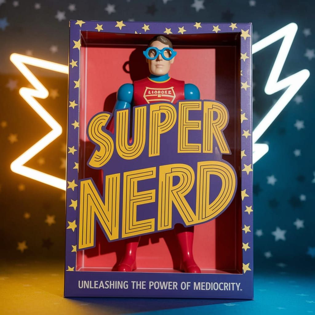 In a vibrant, colorful action figure box, a parody action figure ...