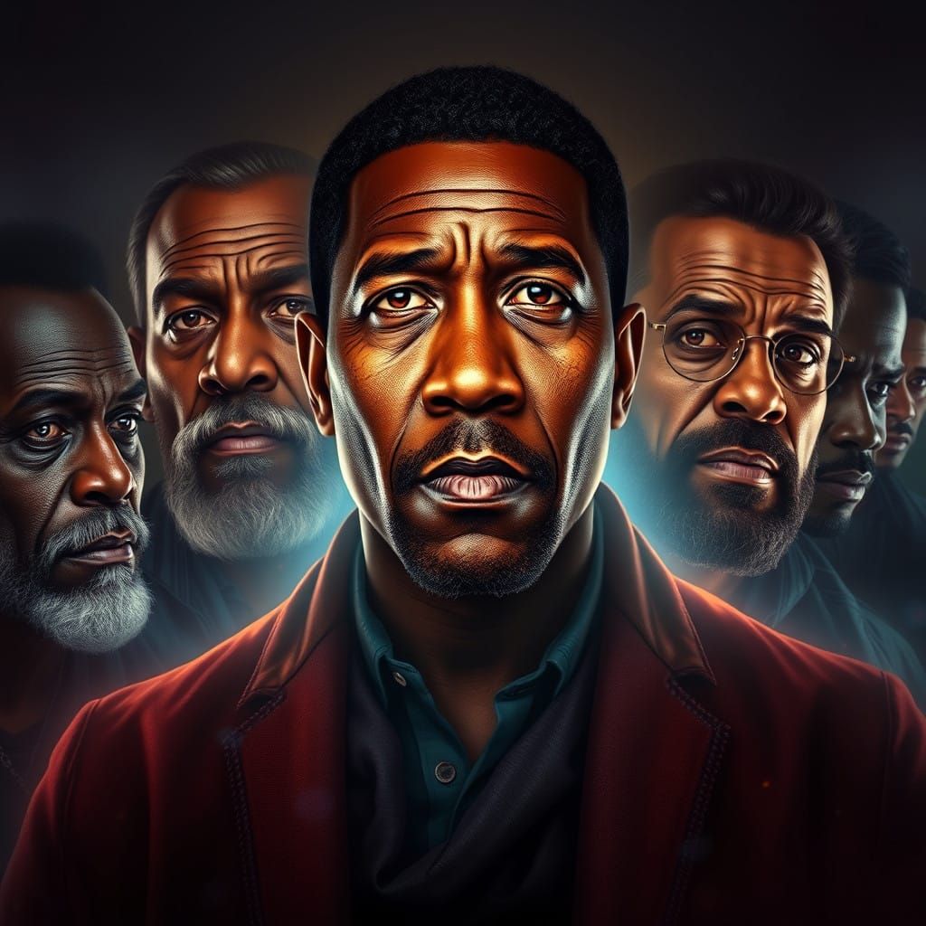 Afro actors - Majestic Denzel Washington Surrounded by Weat...