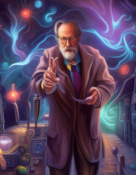 full body, wizard in a labortory, lightning coming from finger tips, in ...