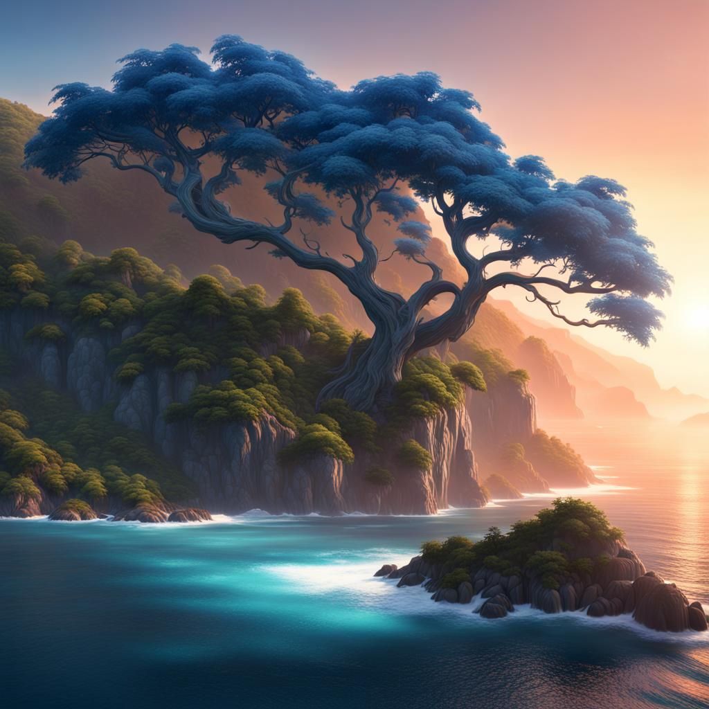 Blue tree - AI Generated Artwork - NightCafe Creator