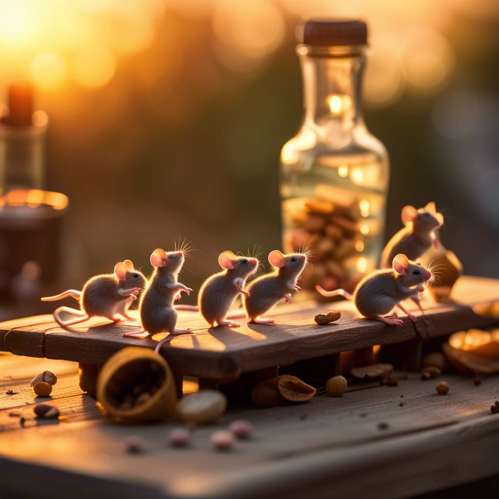 WWhen the cat is gone, the mice dance on the table - AI Generated ...
