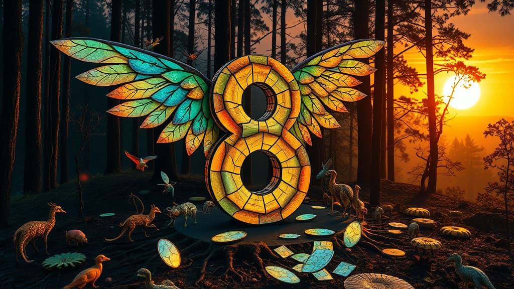 Surreal Fragmented Sculpture with Majestic Wings a... - AI Art