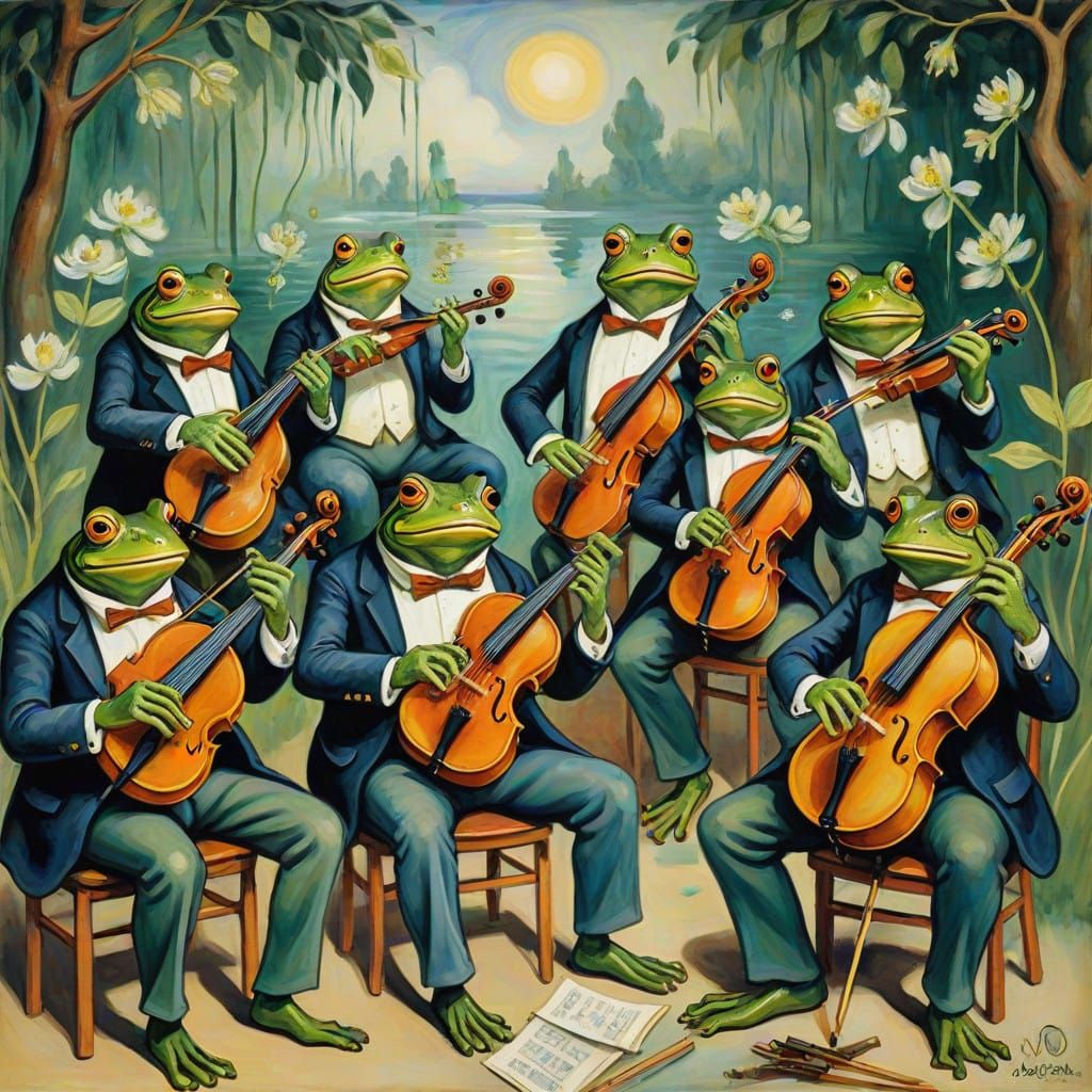 Frogs in a Harmonious Artistic Mashup - AI Art