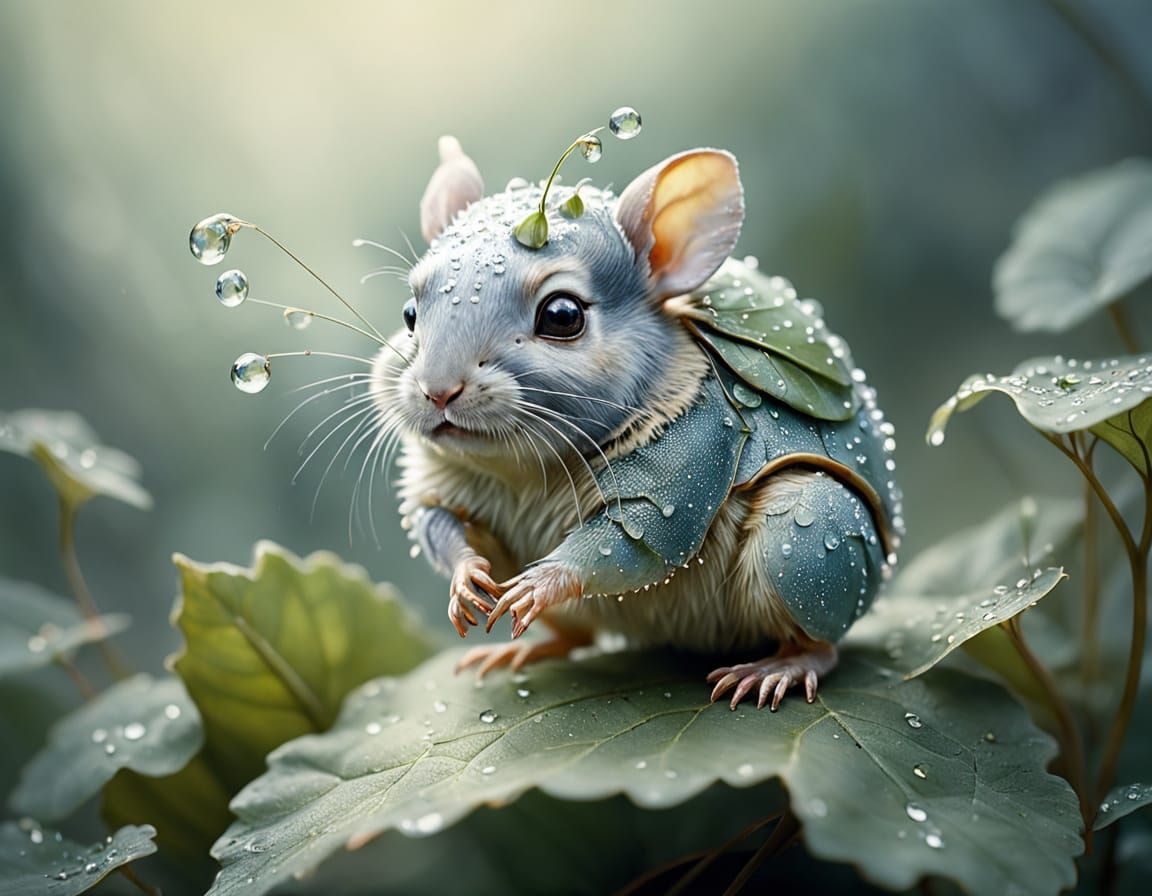 Close-up of a tiny, round, and cute mite with soft pastel colors, large ...