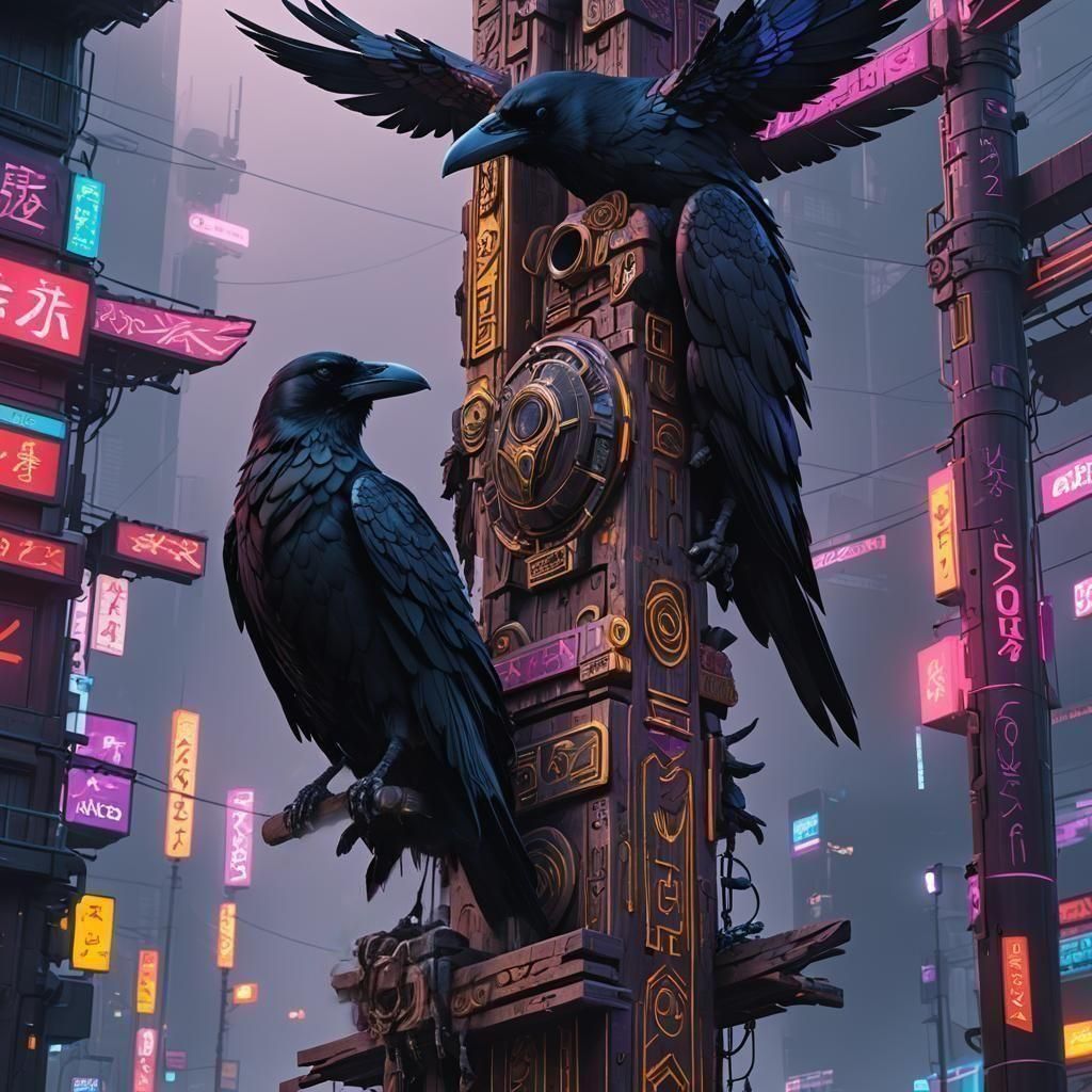 Cyberpunk Ravens - AI Generated Artwork - NightCafe Creator