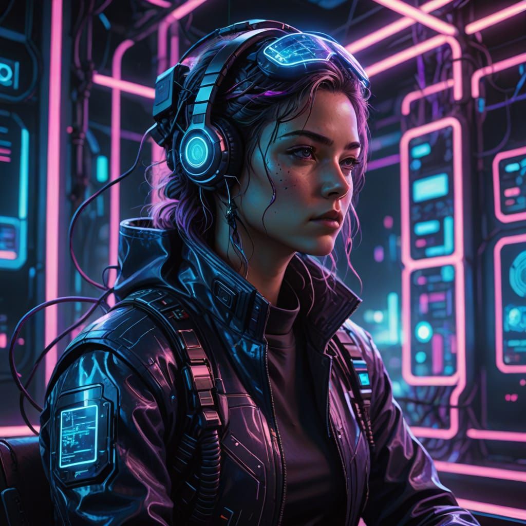 Spiritual network computer - Visionary Cyberpunk Futurist i...