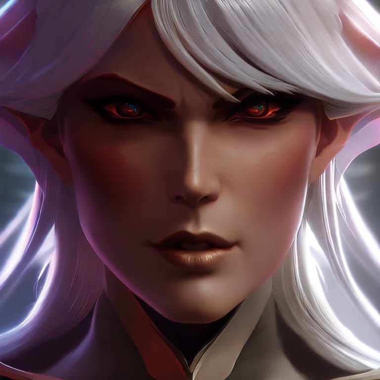 white haired demon head and shoulders portrait, 8k resolution concept ...