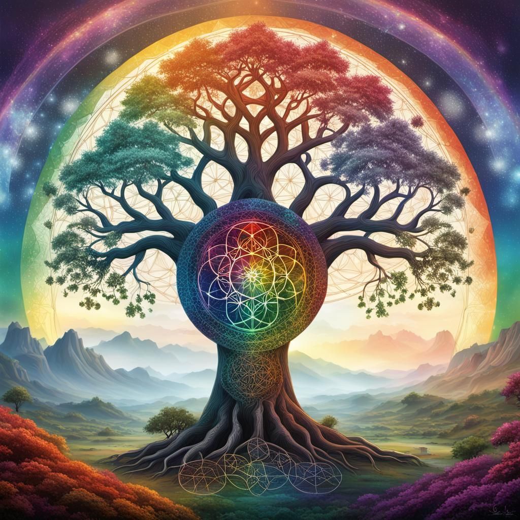 The Tree of Life, depicted as interconnected nodes, - AI Generated ...