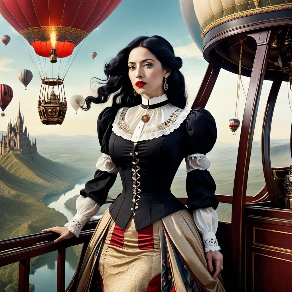 Clockwork World - Miss Annekythera In A Hot Air Balloon - AI Generated ...