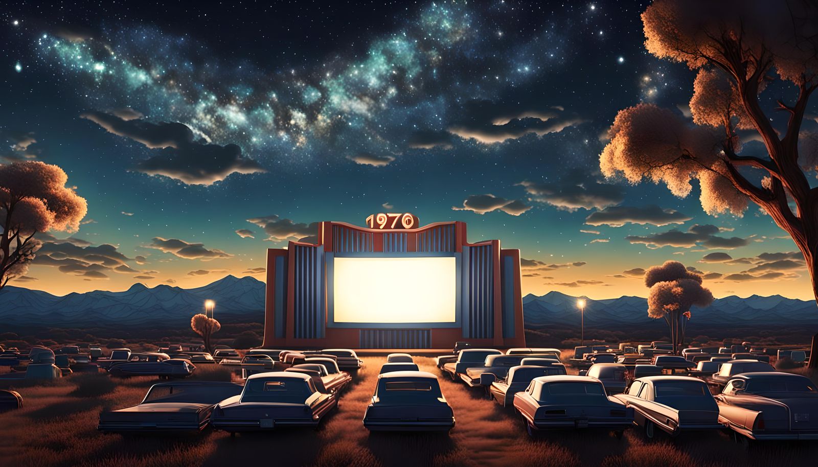 1970s drive-in movie theater - AI Generated Artwork - NightCafe Creator
