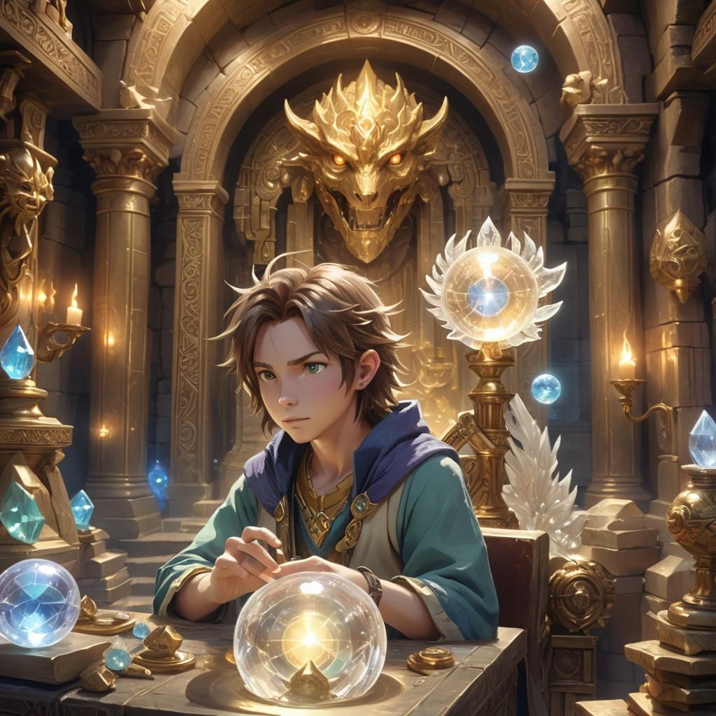 Ethereal Digimon in Dwarven Temple of Ancient Know... - AI Art