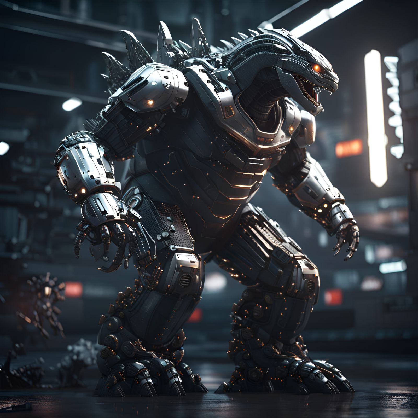 Godzilla as a mech - AI Generated Artwork - NightCafe Creator