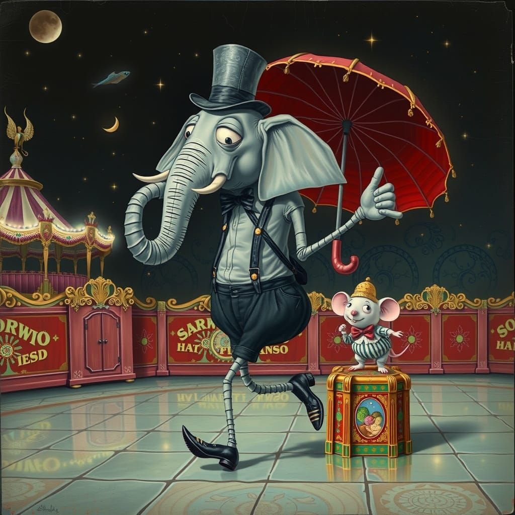 Anthropomorphic, Tim Burton, Coney Island, Dancing, Elephant, Funny ...