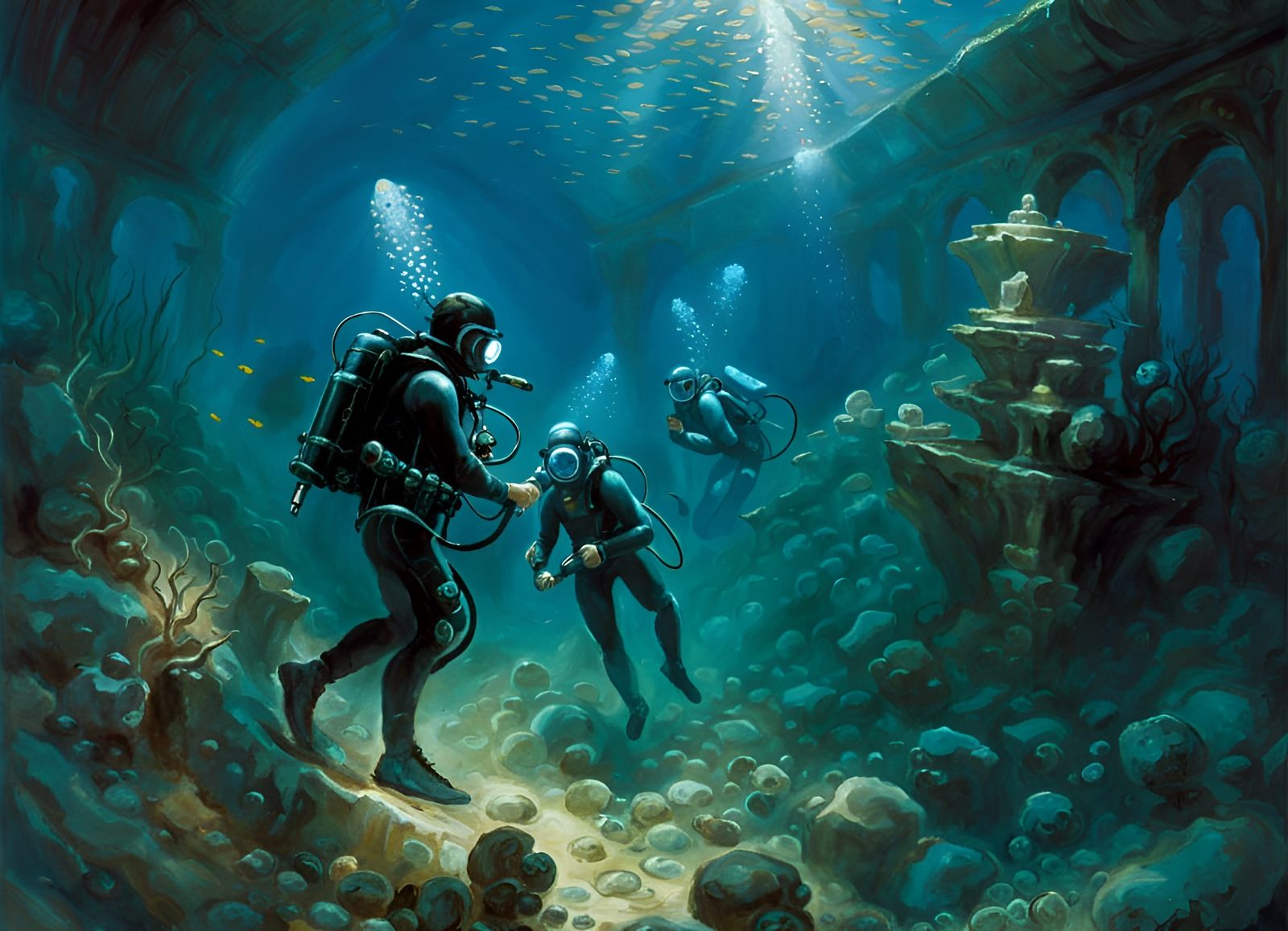 Scuba Exploration of the Lost City of Atlantis - AI Generated Artwork ...