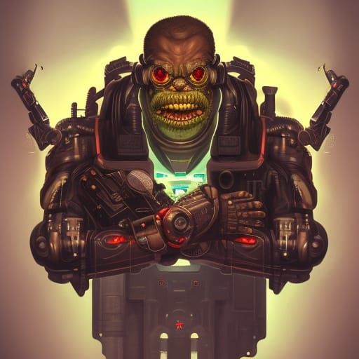 Shadowrun Ork Head and shoulders with cybernetic arms portrait, 8k ...